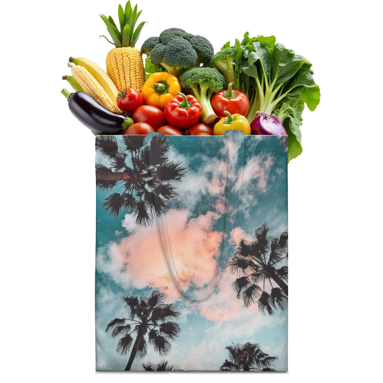 Minimalist Tropical Palm Trees Canvas Tote Bag, Reusable Hawaiian ...