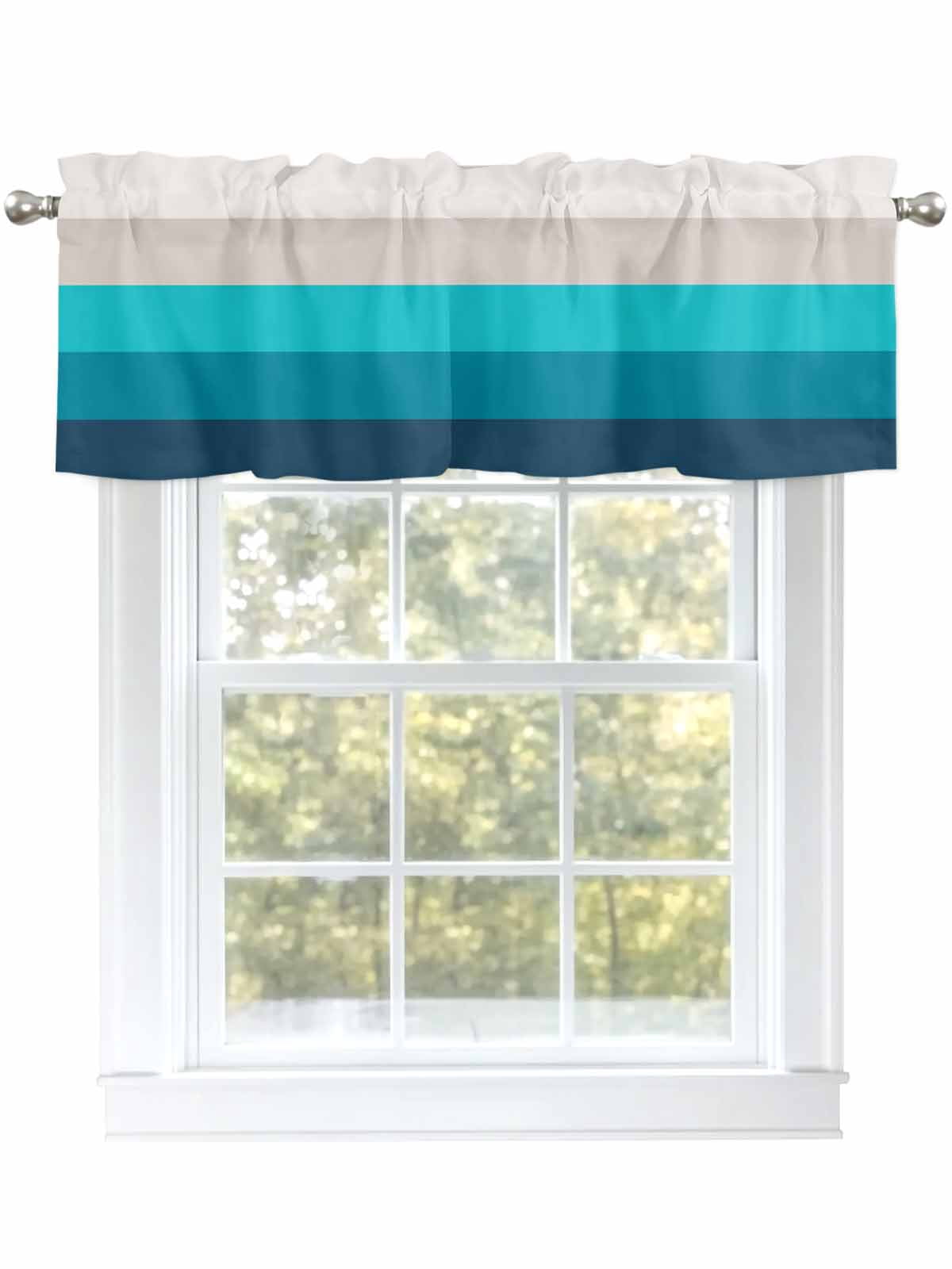 Minimalist Turquoise Blue Curtain Valances for Window, Farmhouse Window ...