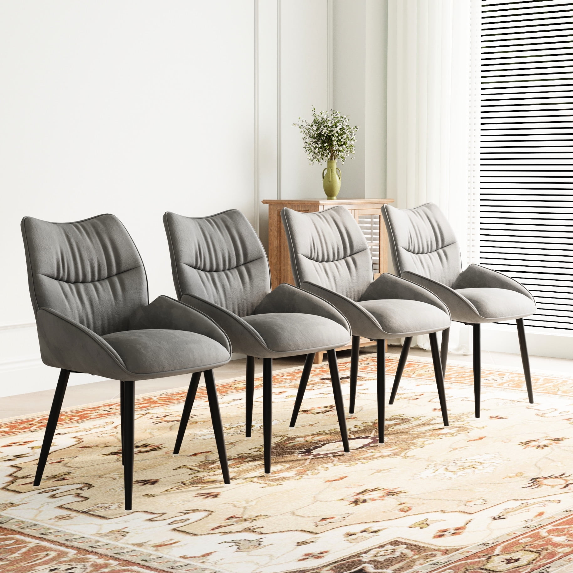 Minimalist Velvet Chairs for Dining (4 - Piece) | Quiet Foot Pads ...