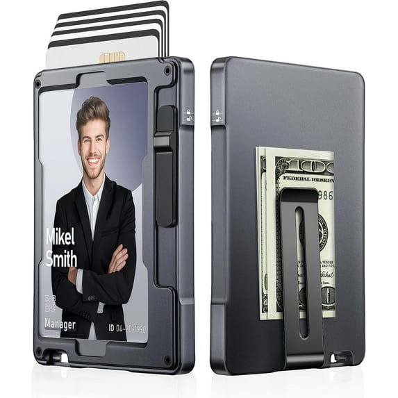 Minimalist Wallet for Men, Slim Metal Clip Card Holder, Pop-Up Card ...