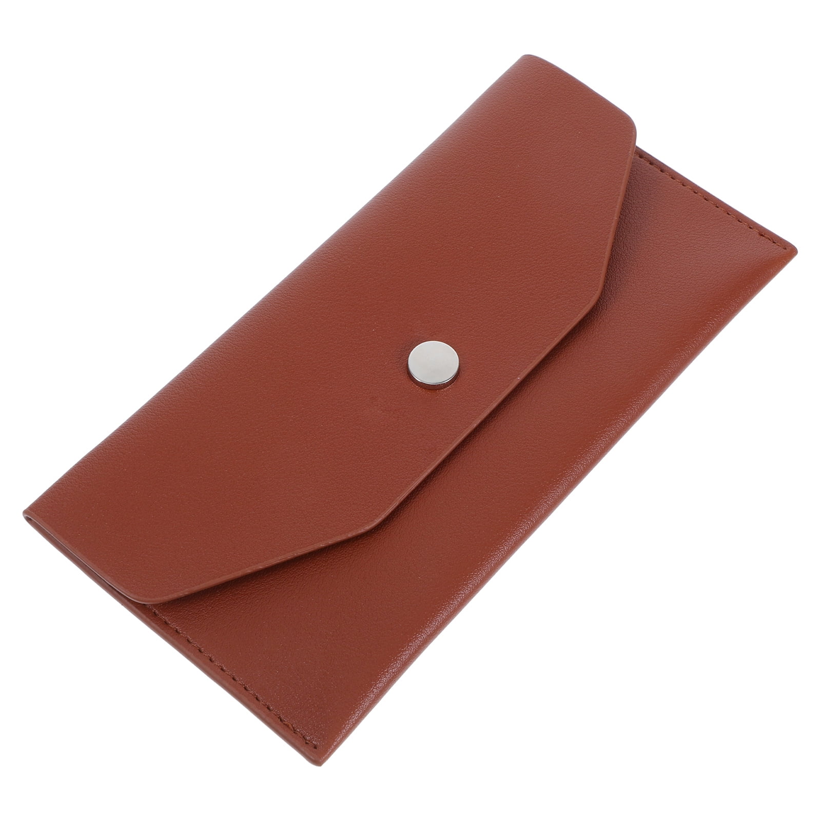 Homoyoyo Brown PU Wallet with Button Closure, Compact Money Envelope ...