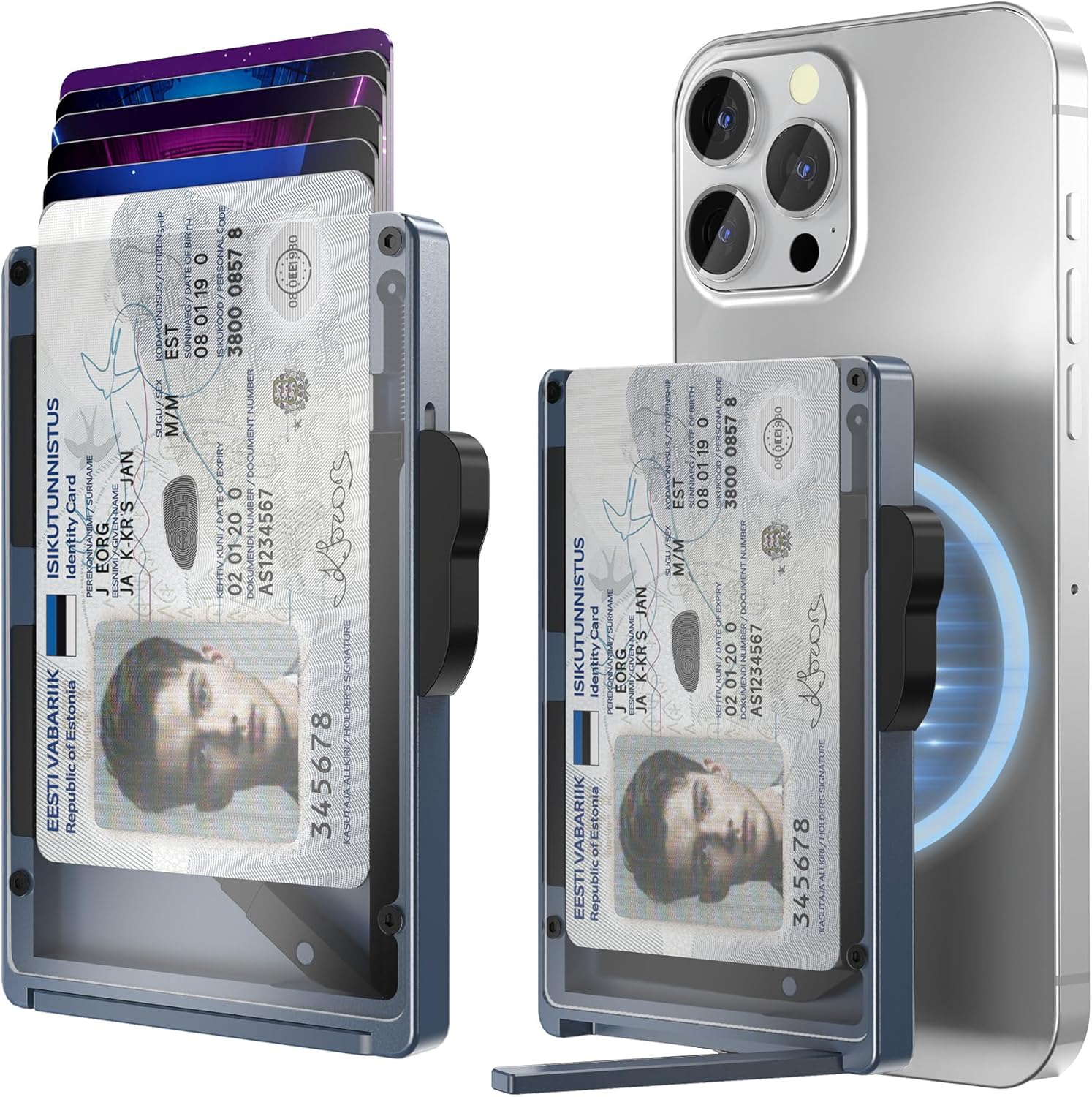 Minimalist Wallet for men, Clear ID Window, MagSafe Slim Wallet Stand ...