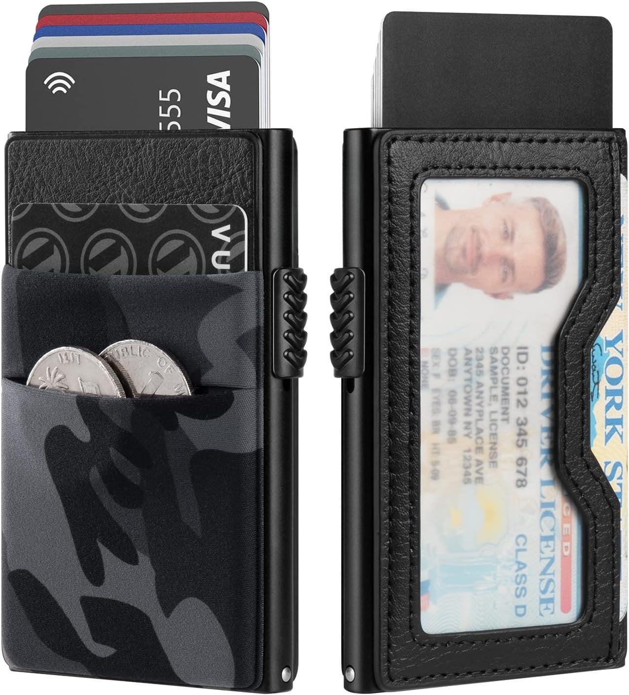 Minimalist Wallet with ID Window & EDC Pocket Pop Up Card Holder ...