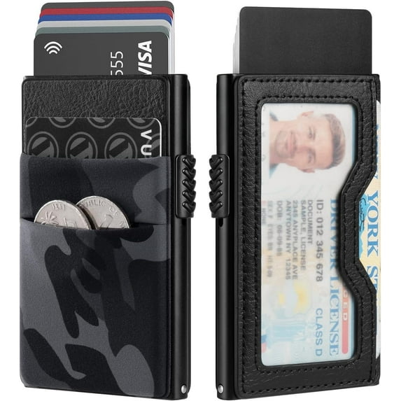 Minimalist Wallet with ID Window & EDC Pocket Pop Up Card Holder ...