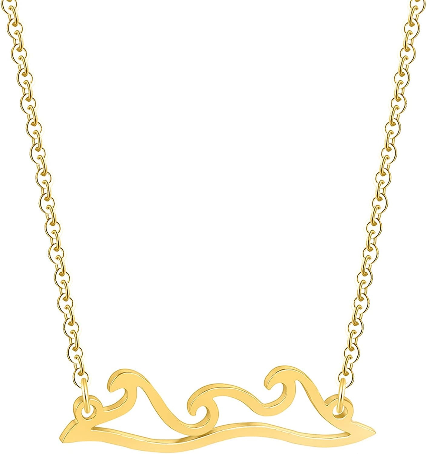 Minimalist Wave Snowy Mountain Necklace for Women Stainless Steel Couple Necklace Hiking ...