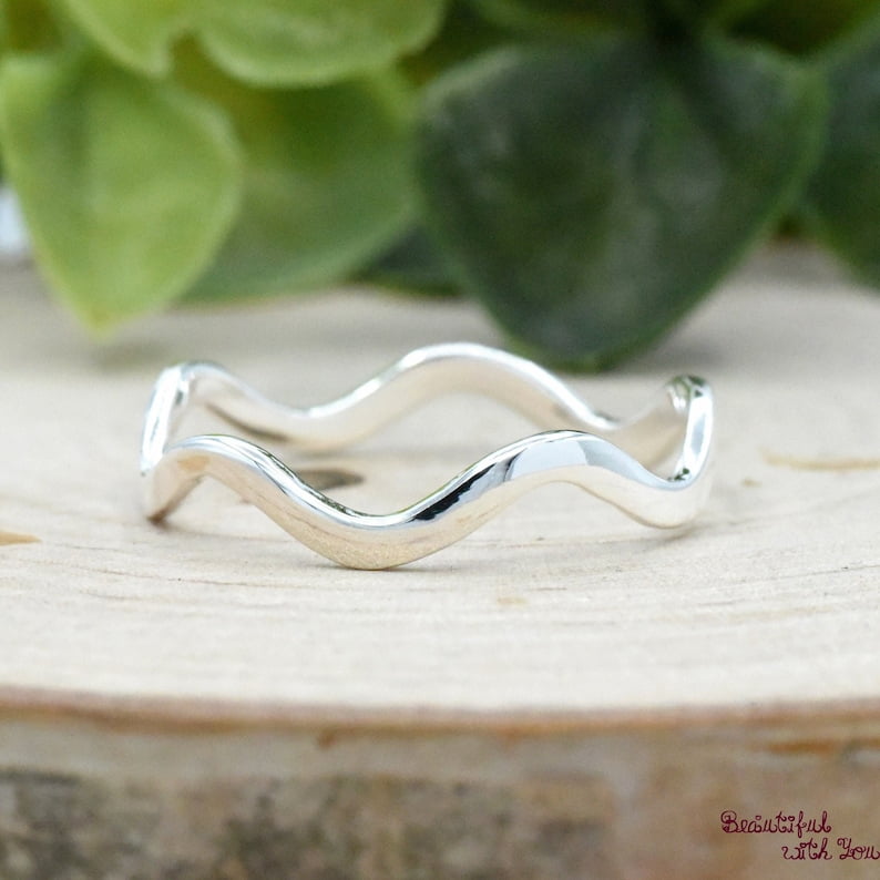 Minimalist Wavy Thumb Ring Silver, Solid 925 Sterling Silver Thumb Ring, Finger Ring, Stackable ...