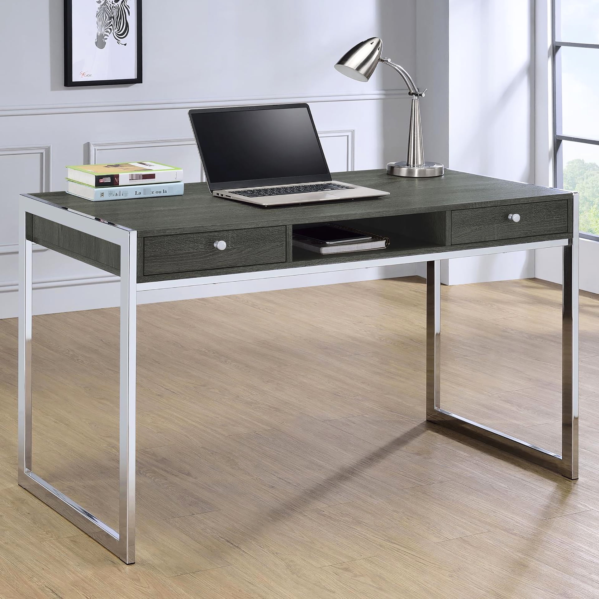 Minimalist Weathered Grey Desk For Efficient Office Operations Modern ...