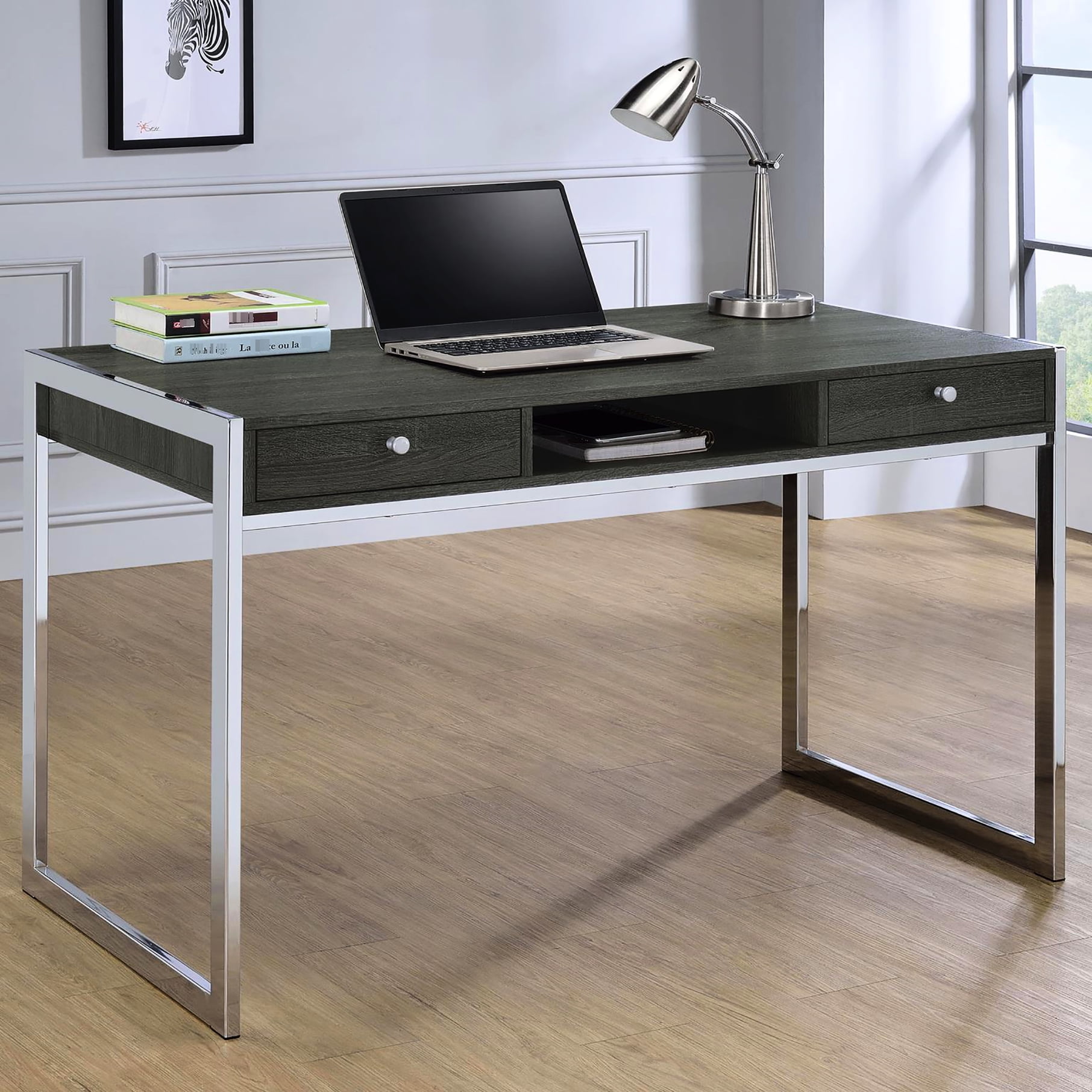 Minimalist Weathered Grey Desk For Streamlined Office Spaces Modern 2 ...