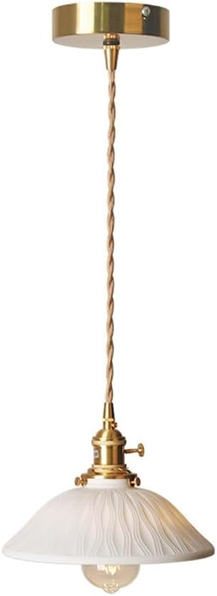 Minimalist White Ceramic Pendant Light with Switch, Modern Farmhouse ...