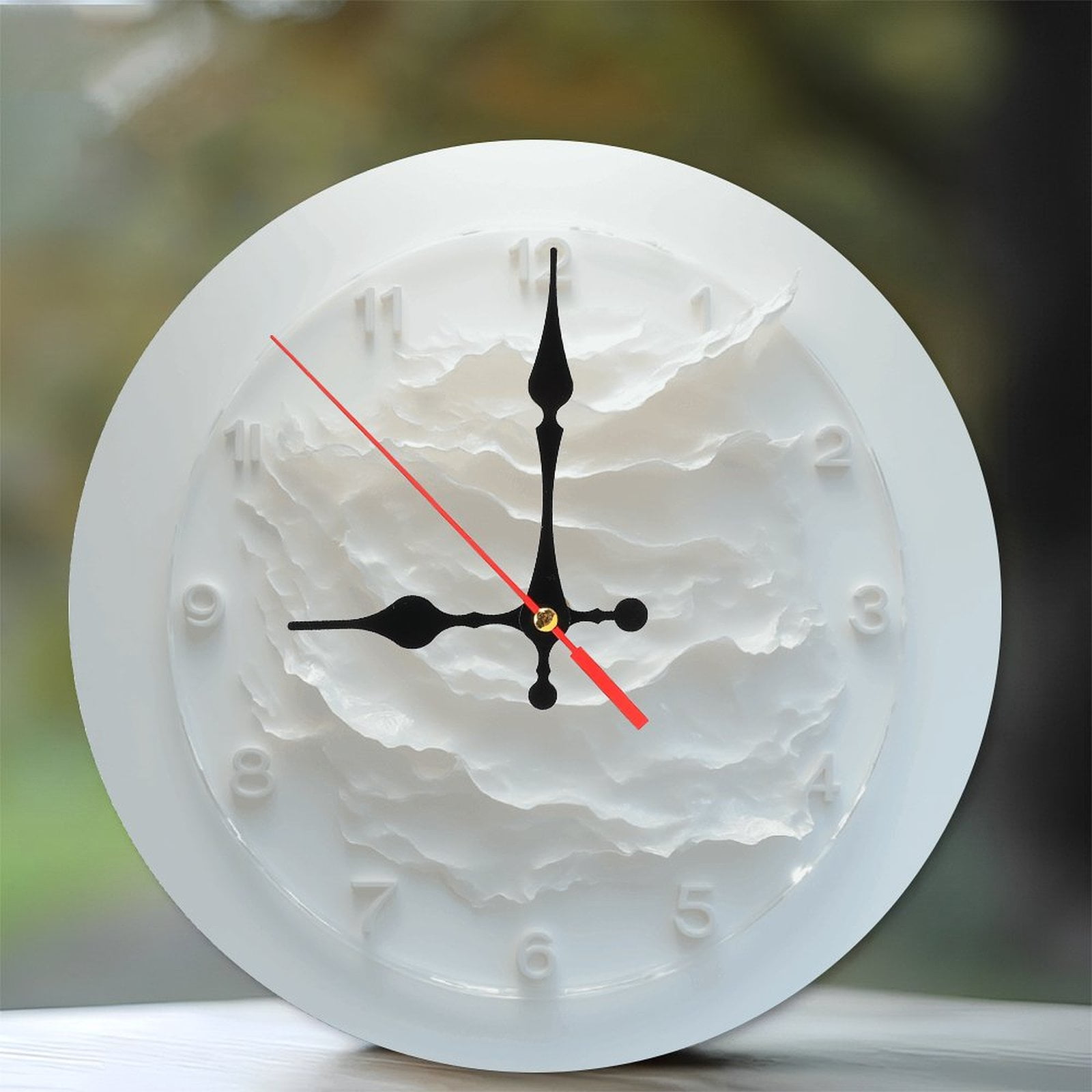 Minimalist White Wall Clock with 2D Layered Design 10-Inch Silent ...