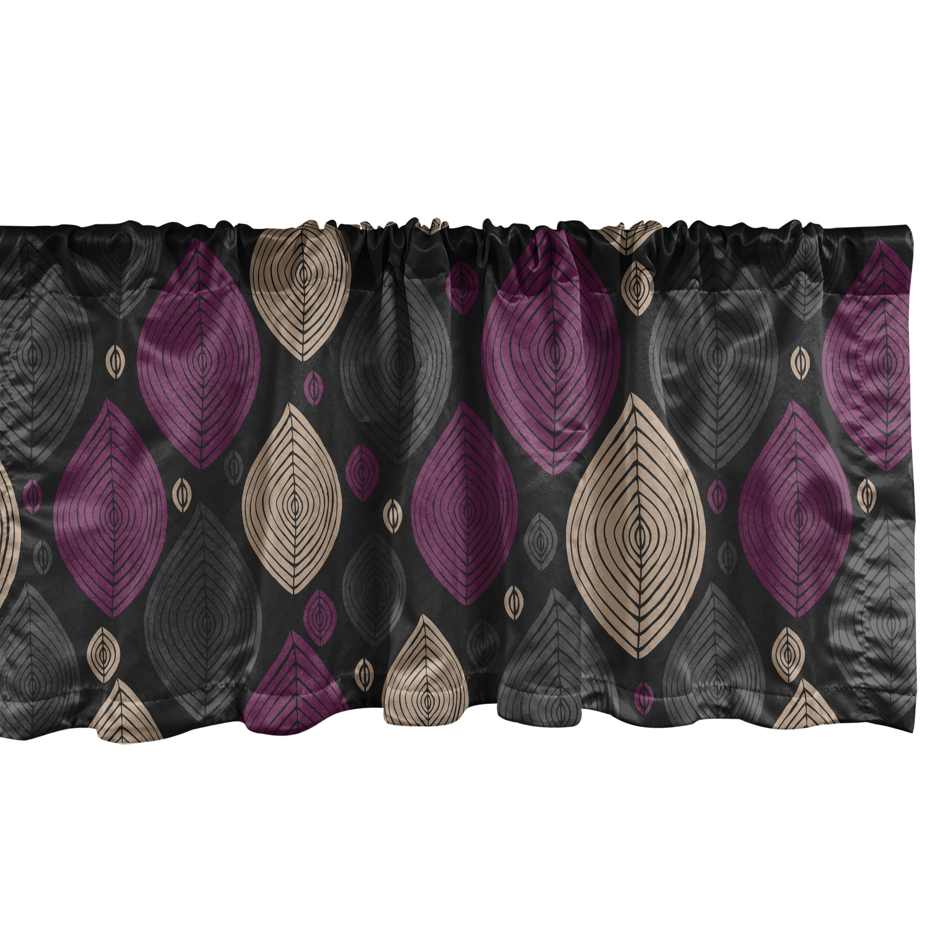 Minimalist Window Valance Geometric Design Leaves Looking Oval Shapes