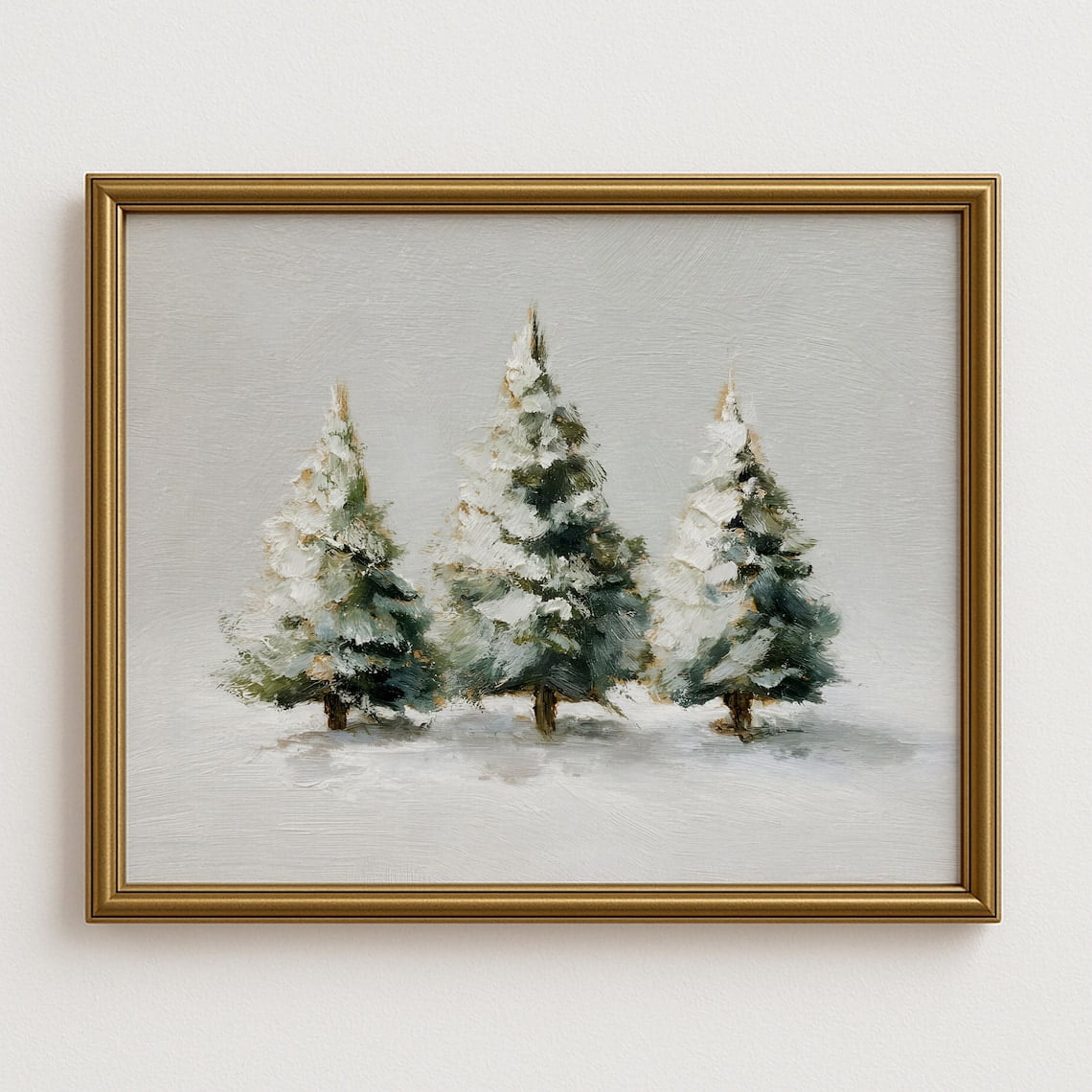 Minimalist Winter Tree Wall Art, Three Snowy Pine Trees Winter ...