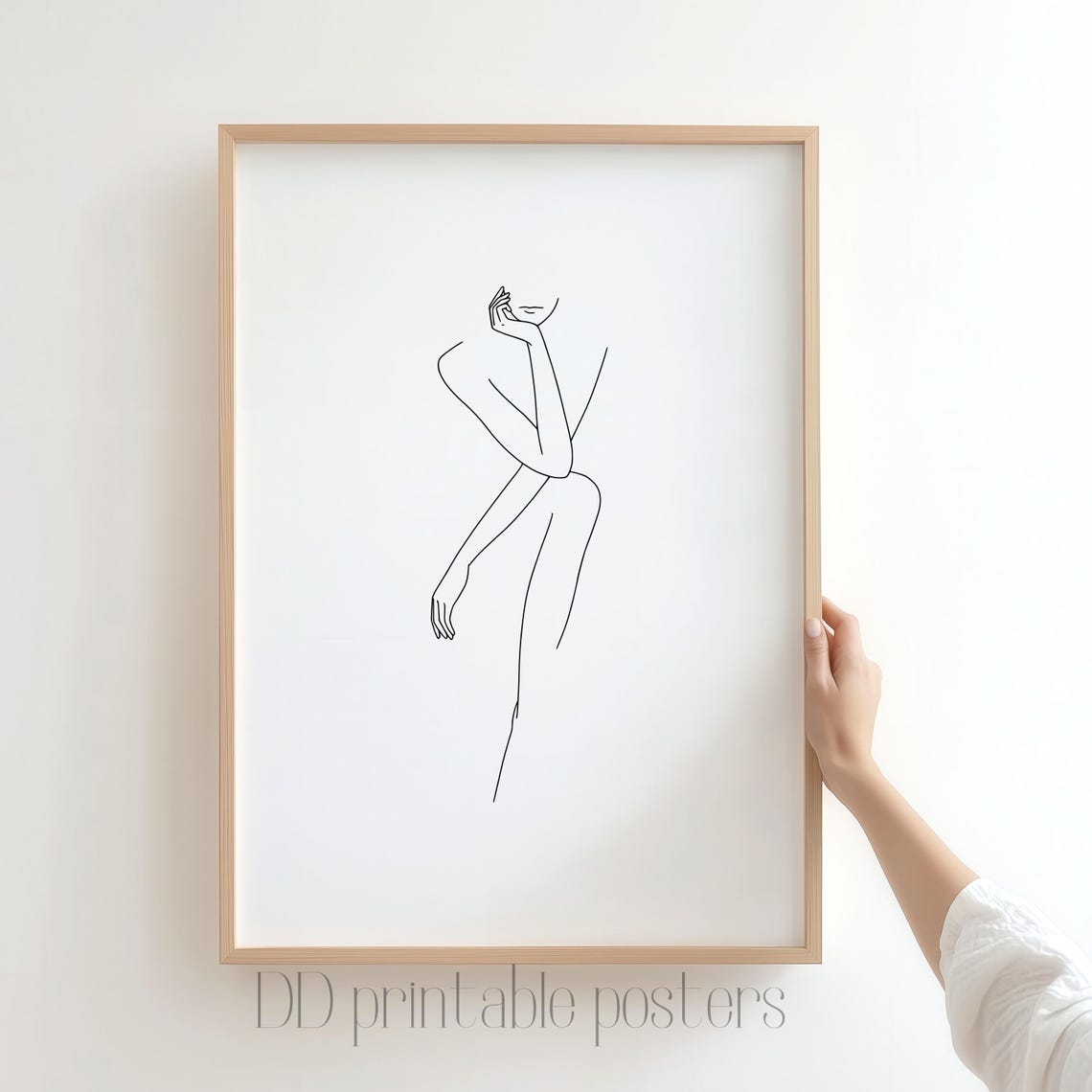 Minimalist Woman Body Line Art Print, Black And White UNFRAMED Poster ...