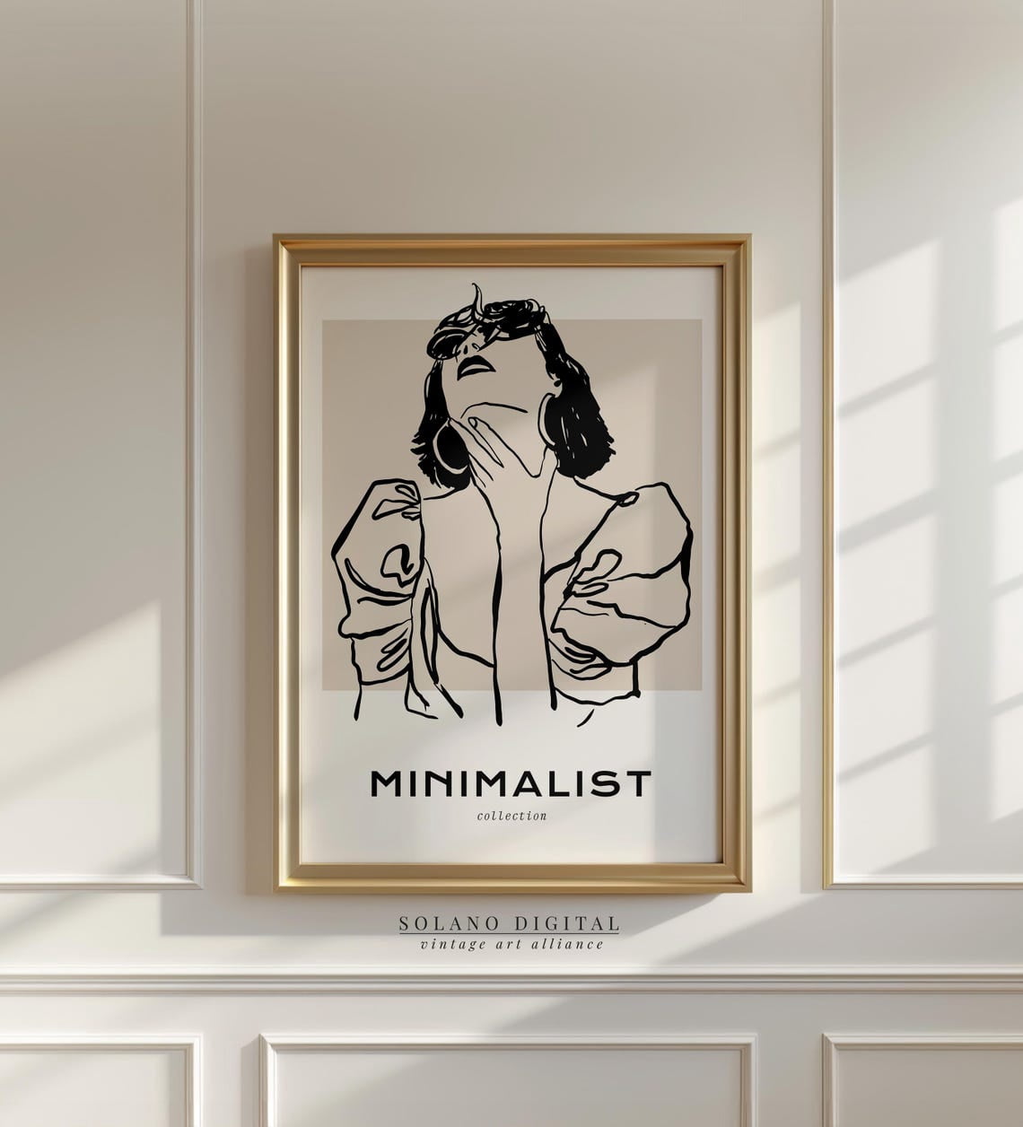 Minimalist Woman Line Art Elegant Black White Silhouette, Unframed ...