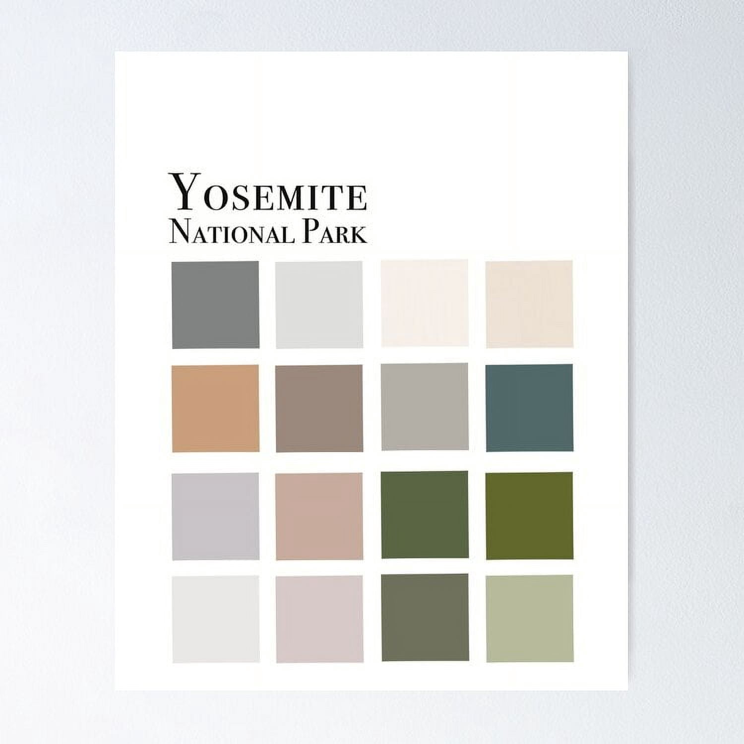 Minimalist Yosemite National Park color palette Poster, 16x24 UNFRAMED ...