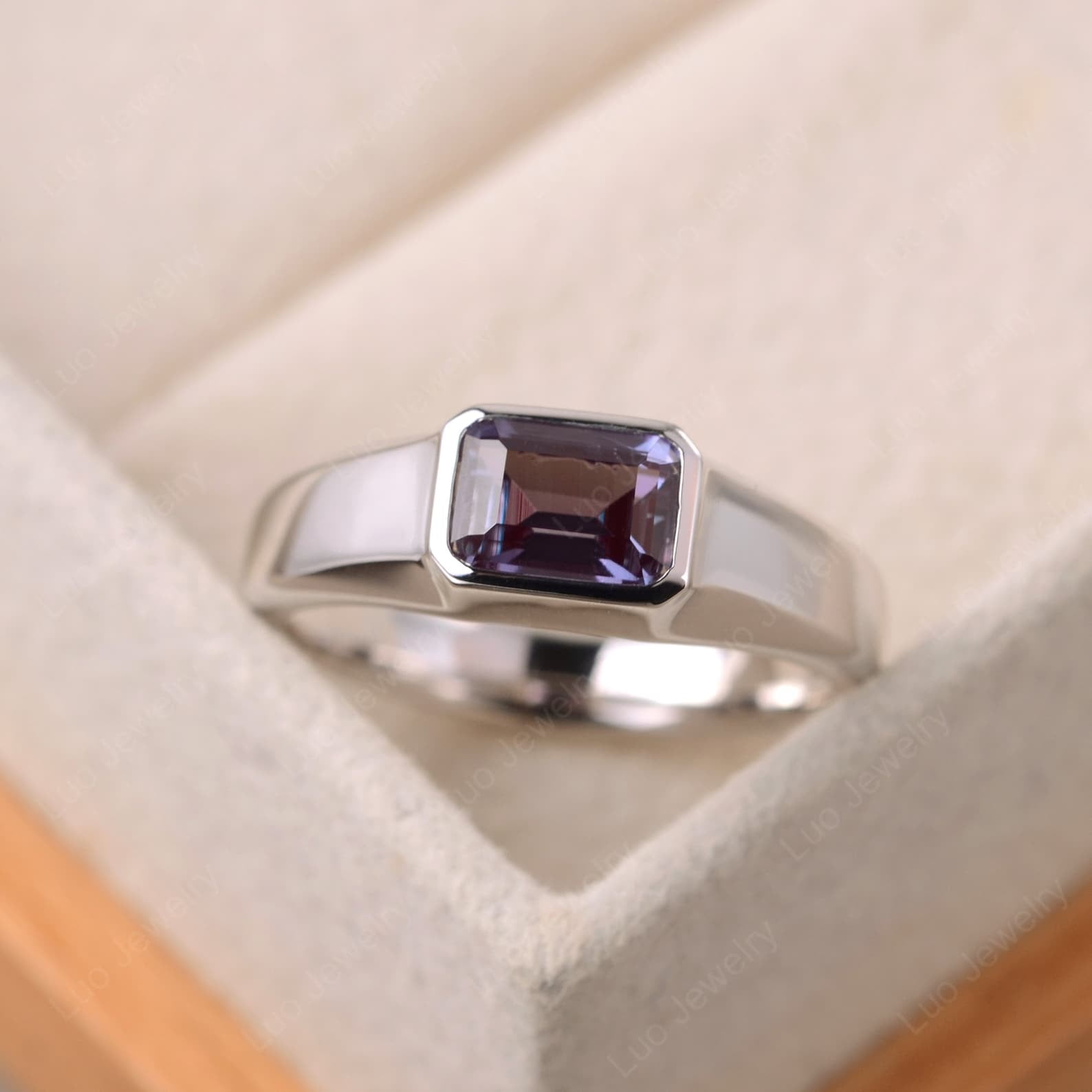 Minimalist alexandrite ring, bezel set statement ring, color changing ...