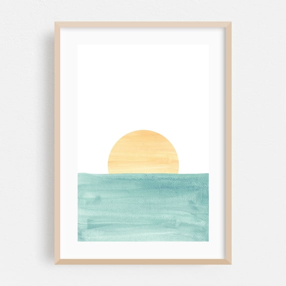 Minimalist seascape - Painting Sunset Minimalist Ocean Watercolor ...