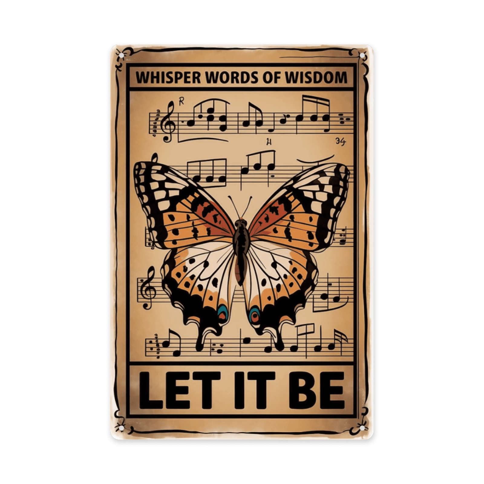 Minimalist text wall art featuring Words Wisdom Just Be Butterfly Metal ...