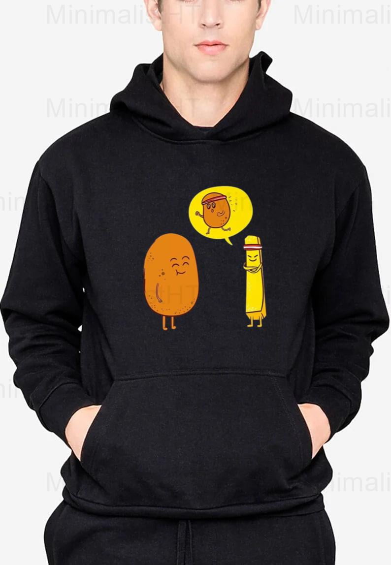 MinimalistHT Funny Potato Hoodie with Sports Fries Joke for Fast Food ...