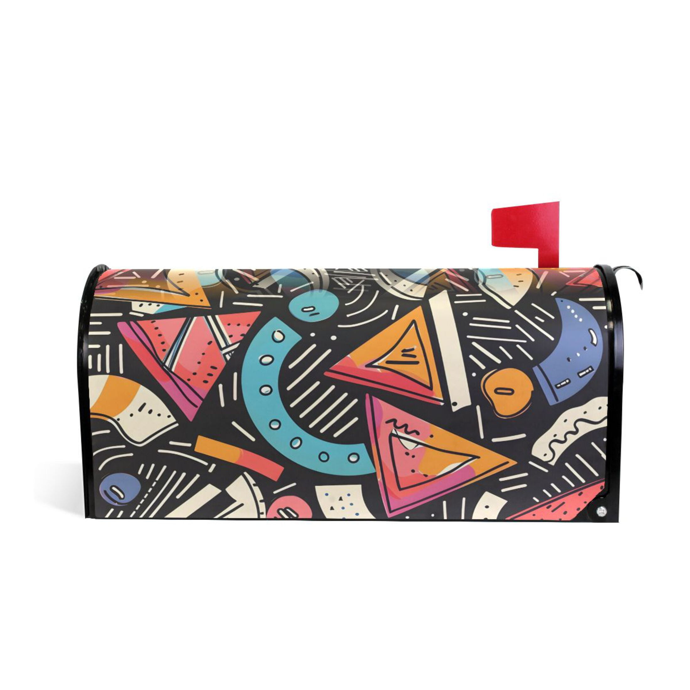Minimalistic Colorful Spots and Shapes Magnetic Mailbox Covers 25.5" X ...