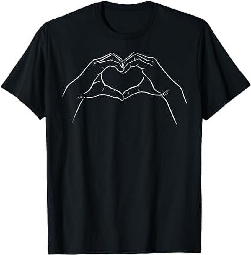 Minimalistic Love Heart Hands Symbol Drawing T-Shirt - Walmart.com