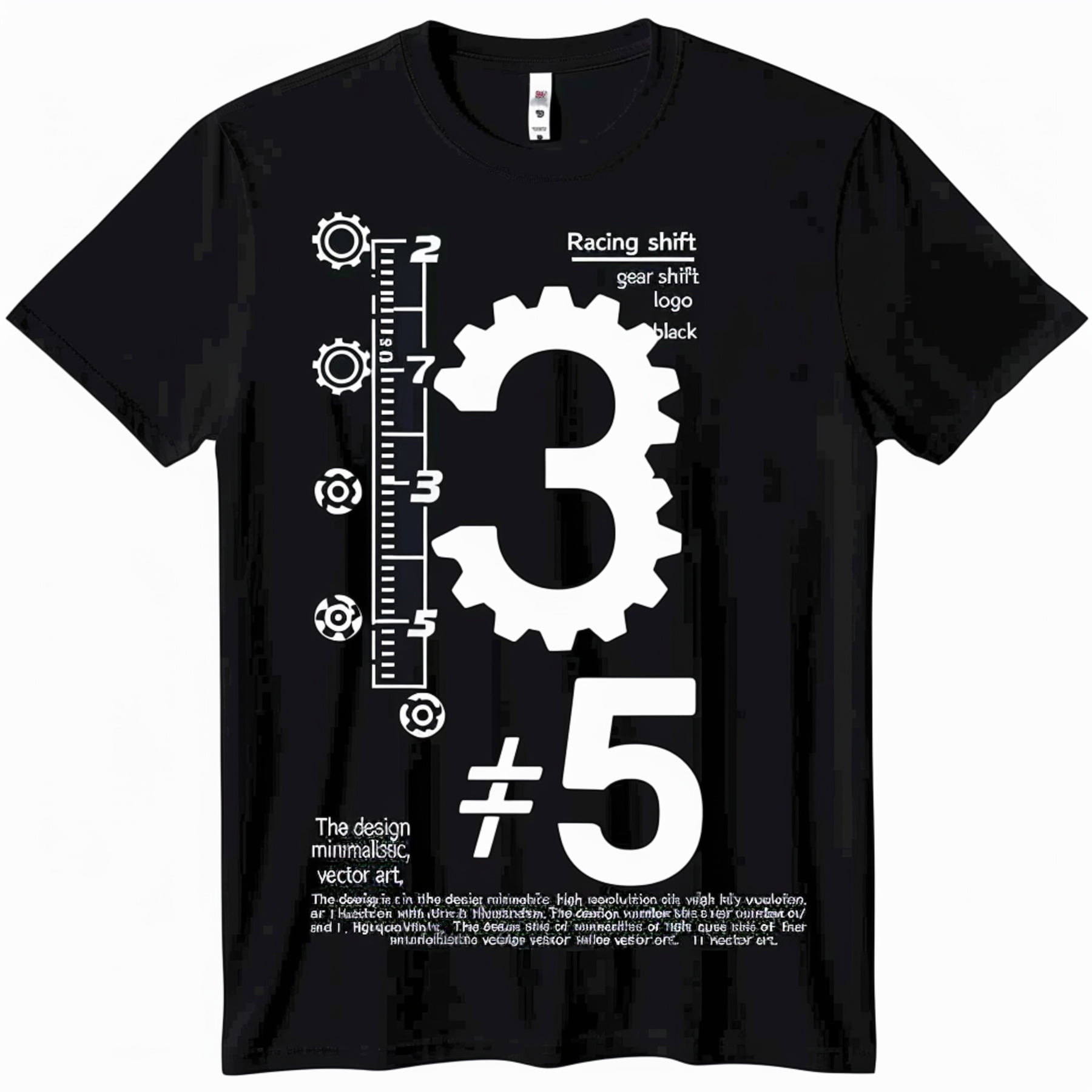 Minimalistic Pattern Logo T Shirt Vector Art Black Tee with Numbers 3 ...