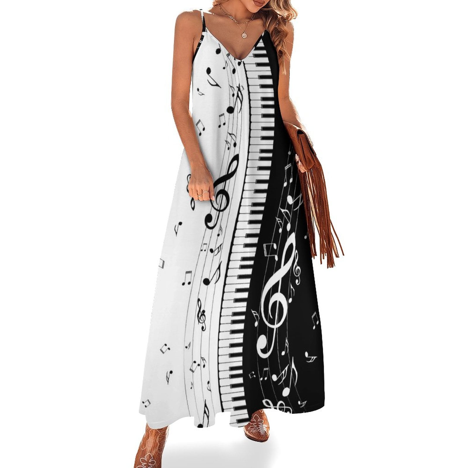 Minimalistic Piano Keys Sleeveless Dress dresses for womens 2025 dress ...