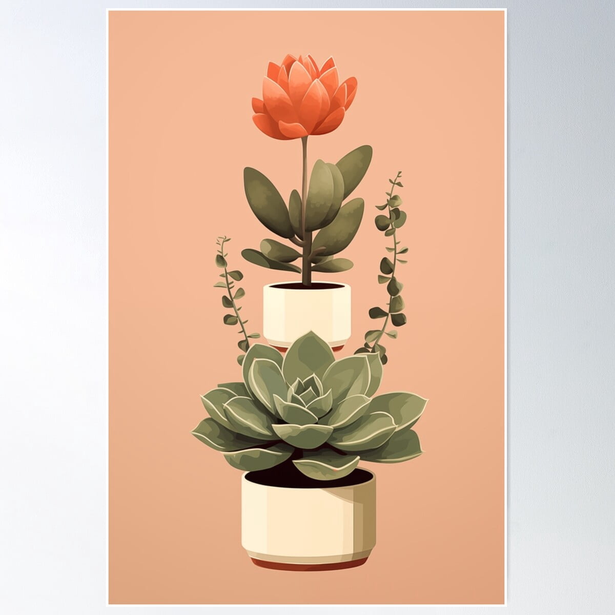 Minimalistic Succulents Poster Wall Art, Modern Wall Decor For Living ...