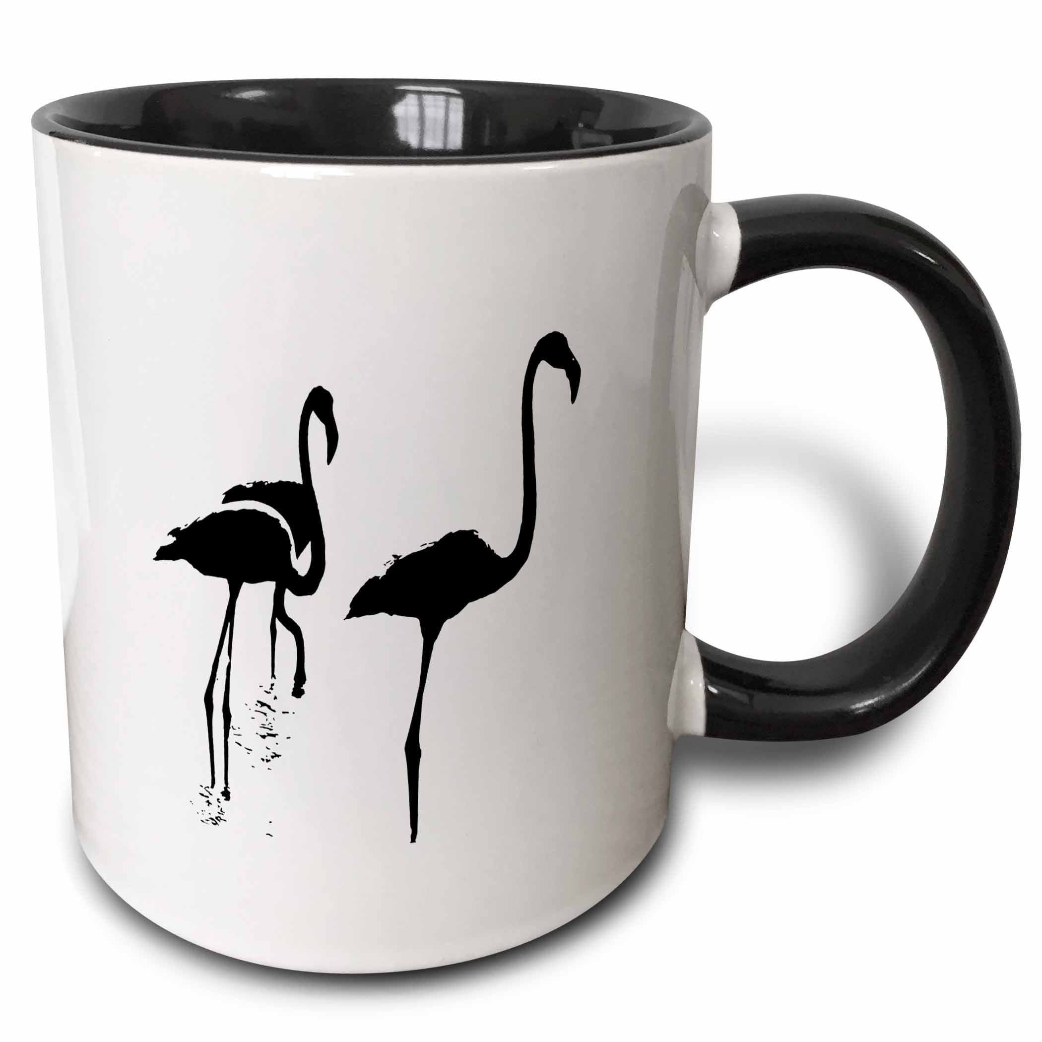 3drose, Minimalistic Three Flamingos Black Silhouette, 15oz Two-tone ...
