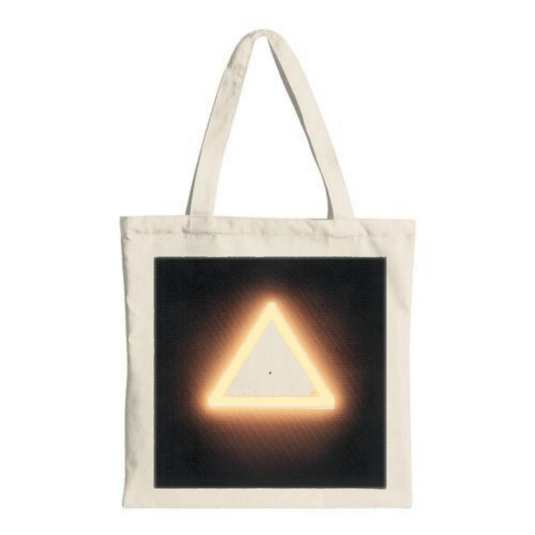 Minimalistic White Canvas Tote Bag with Glowing Triangle Design ...
