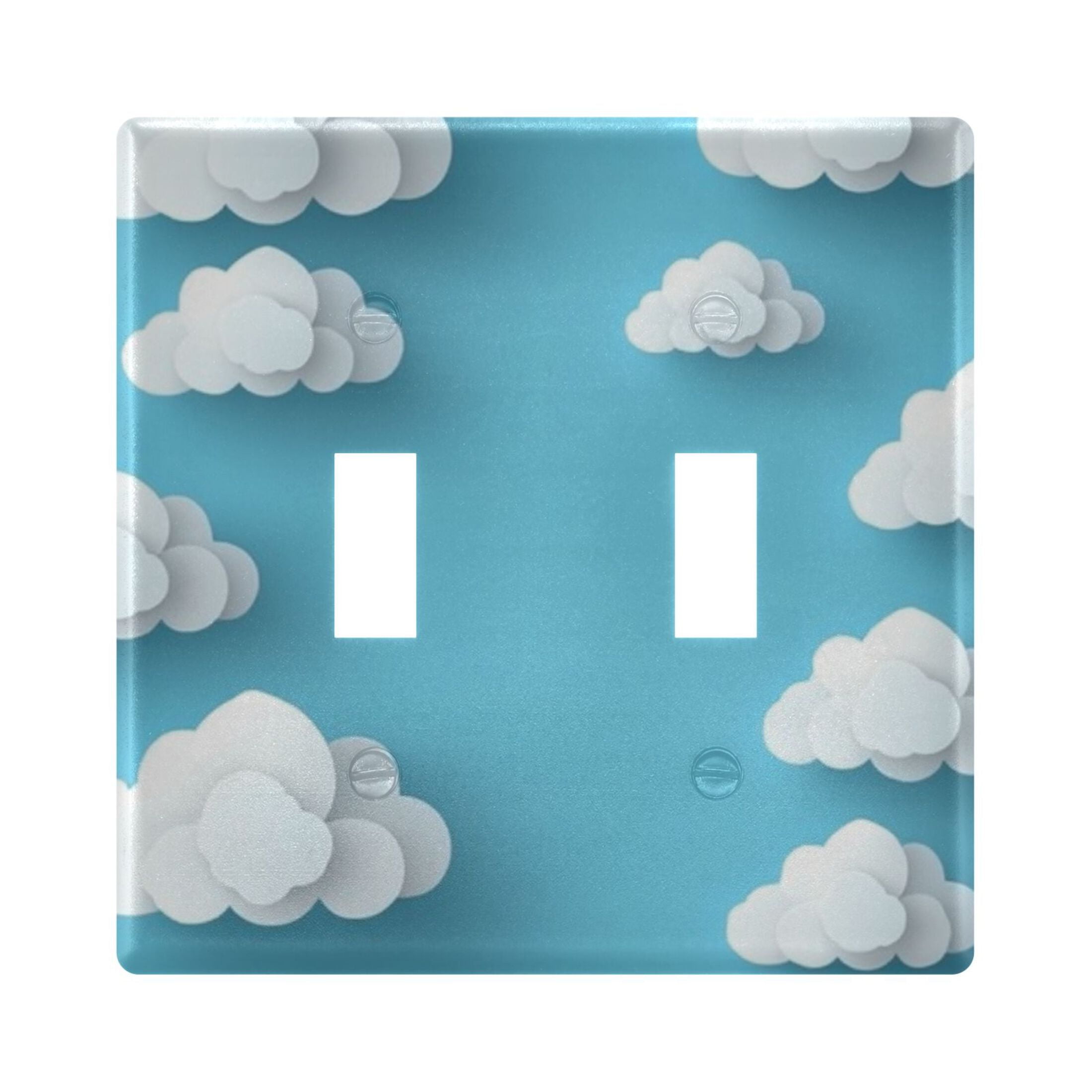 Minimalistic White Clouds Fireproof Switch Plate with Rounded Edges 2 ...