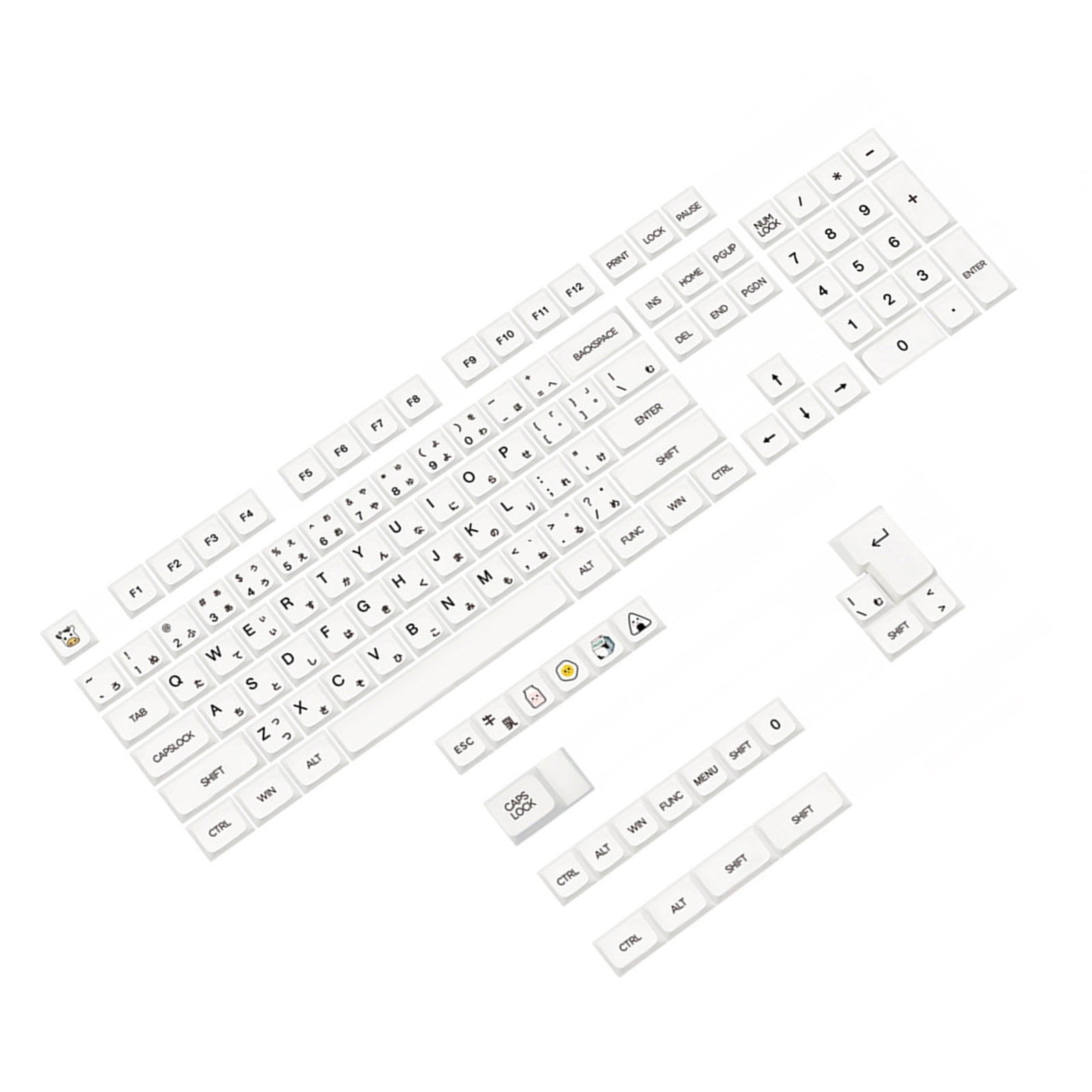 Minimalists White Keycaps Japanese Aesthetics Keycap Set 126PCS for ...