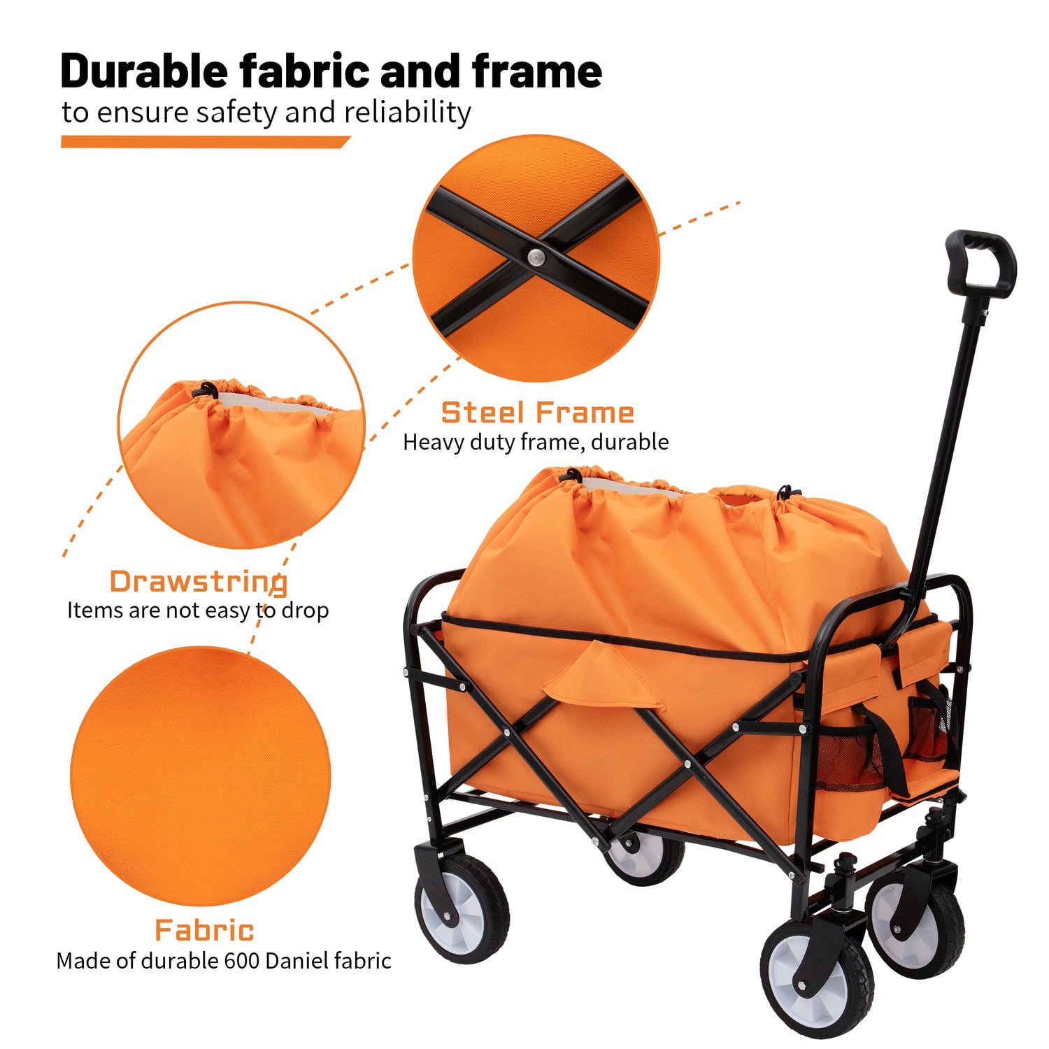 Minimeetall Strap Collapsible Foldable Beach Heavy Duty Utility Wagon ...
