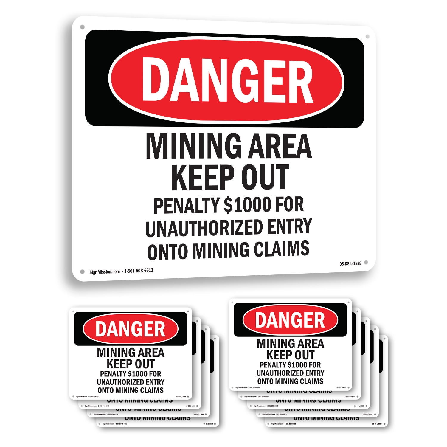 Mining Area Keep Out OSHA Danger Rigid Plastic Sign 10 Inch x 7 Inch ...