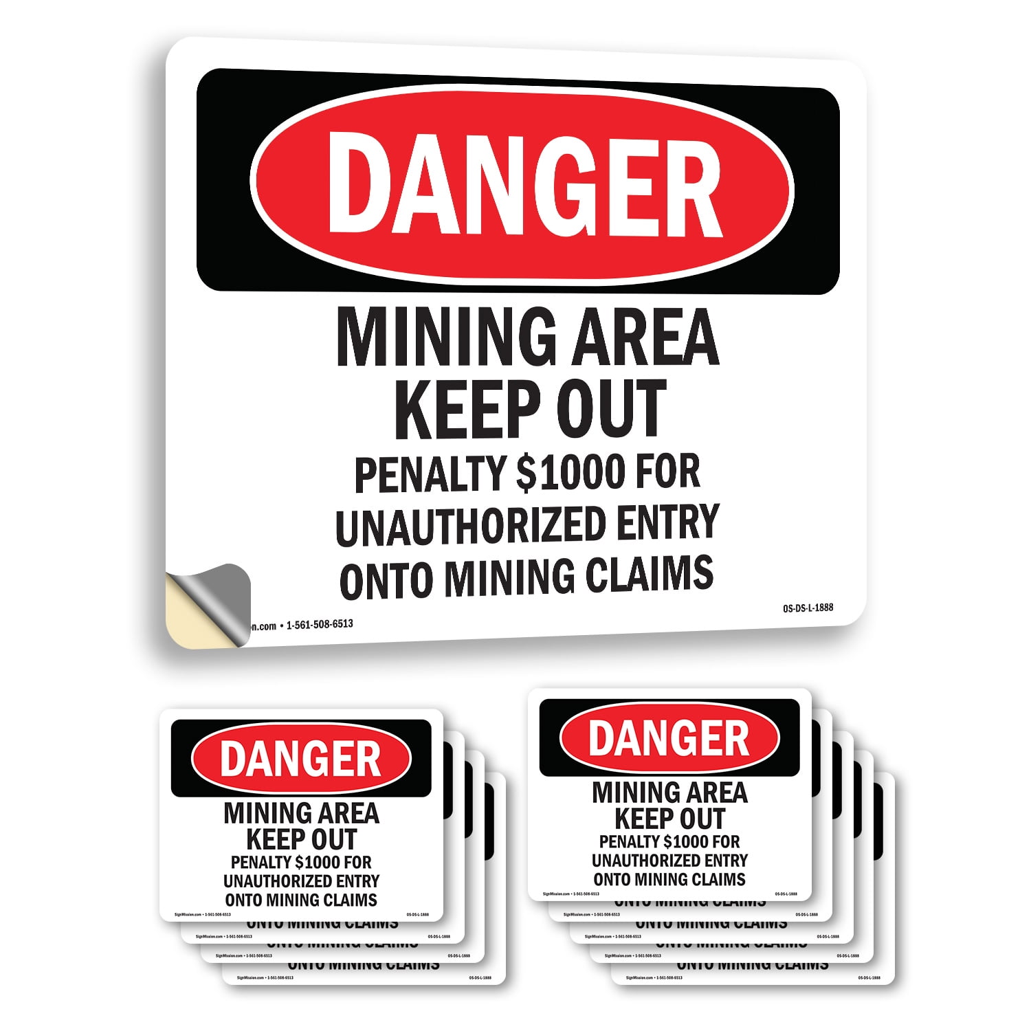 Mining Area Keep Out OSHA Danger Vinyl Decal Label 7 Inch x 5 Inch - 10 ...