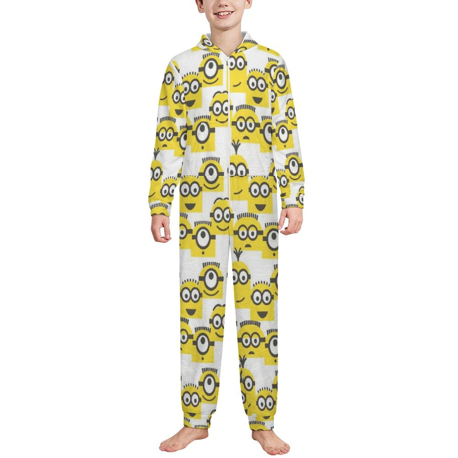 Minion_s Kids Onesie Pajamas, Boys Girls Long Sleeve Zip Up Hooded ...