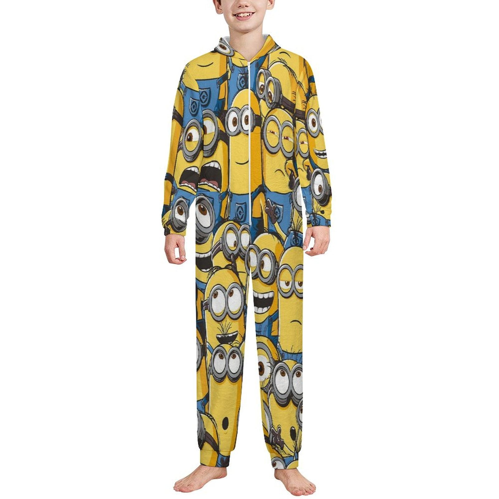Minion_s Kids Onesie Pajamas, Boys Girls Long Sleeve Zip Up Hooded ...