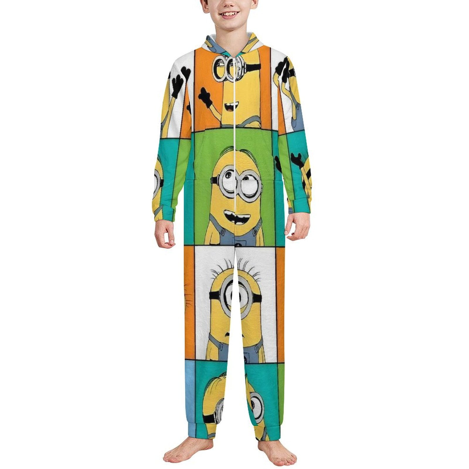 Minion_s Kids Onesie Pajamas, Boys Girls Long Sleeve Zip Up Hooded ...