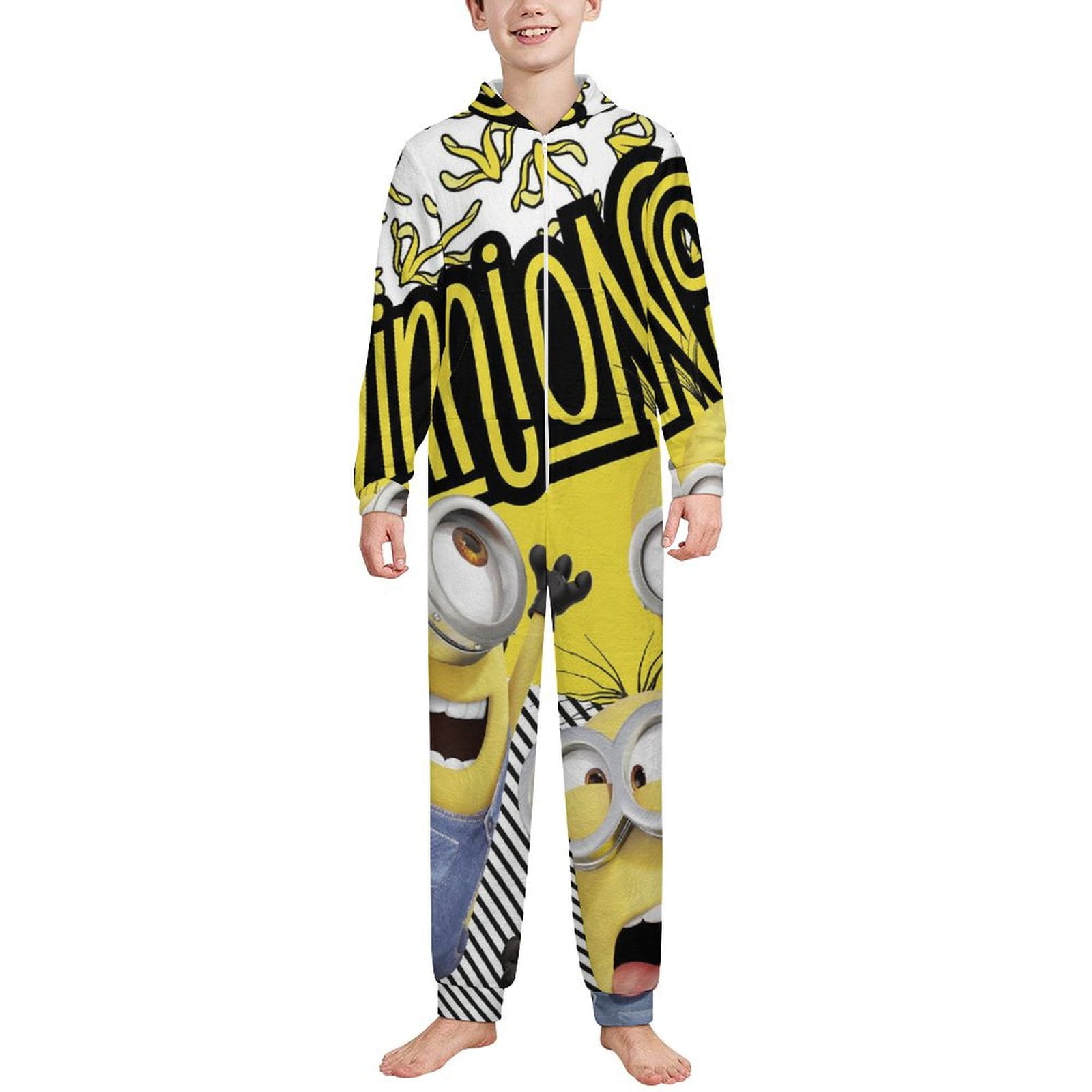 Minion_s Kids Onesie Pajamas, Boys Girls Long Sleeve Zip Up Hooded ...