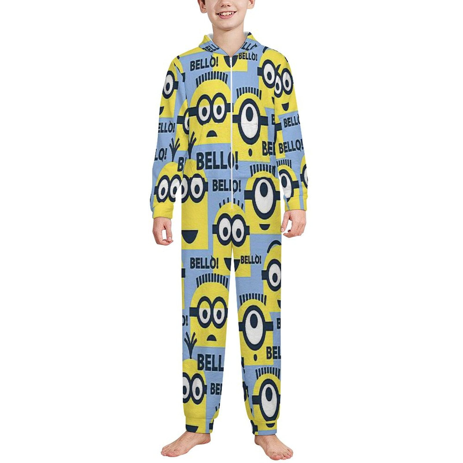 Minion_s Kids Onesie Pajamas, Boys Girls Long Sleeve Zip Up Hooded ...