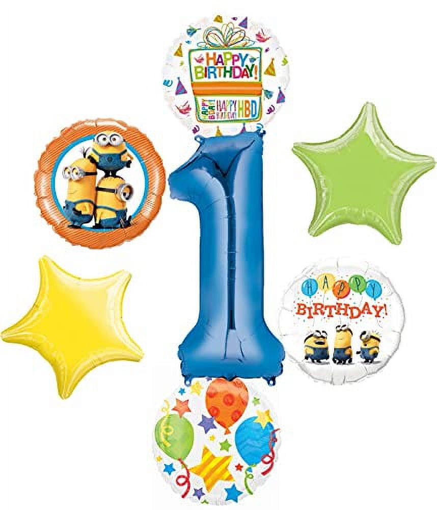 Minions 1st Birthday Decorations Despicable Me Balloon Bouquet ...