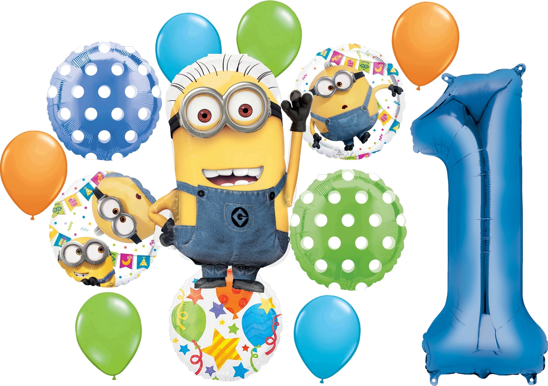 Minions 1st Birthday Party Supplies Despicable Me Otto Balloon Bouquet ...