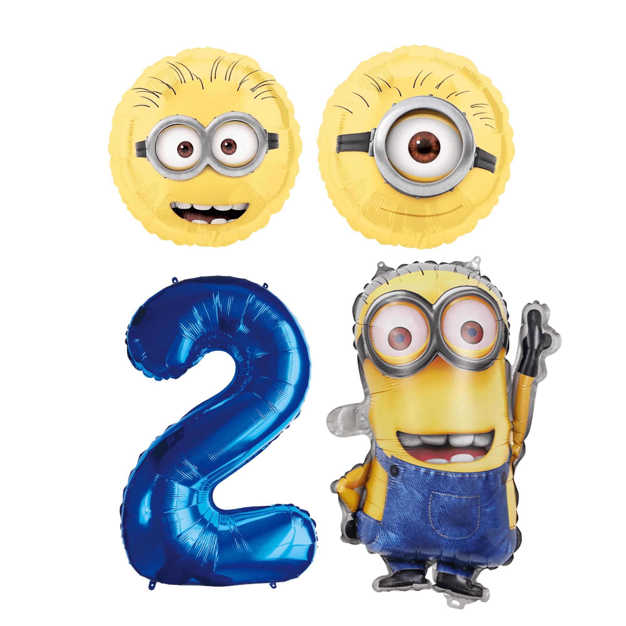 Minions 2nd Birthday Party Foil Balloon Set Blue Yellow Kids - Walmart.com