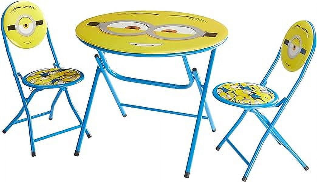 Minions 3 Piece Kids' Round Table and Chair Set, 23.6" x 23.6" x 19.68 ...
