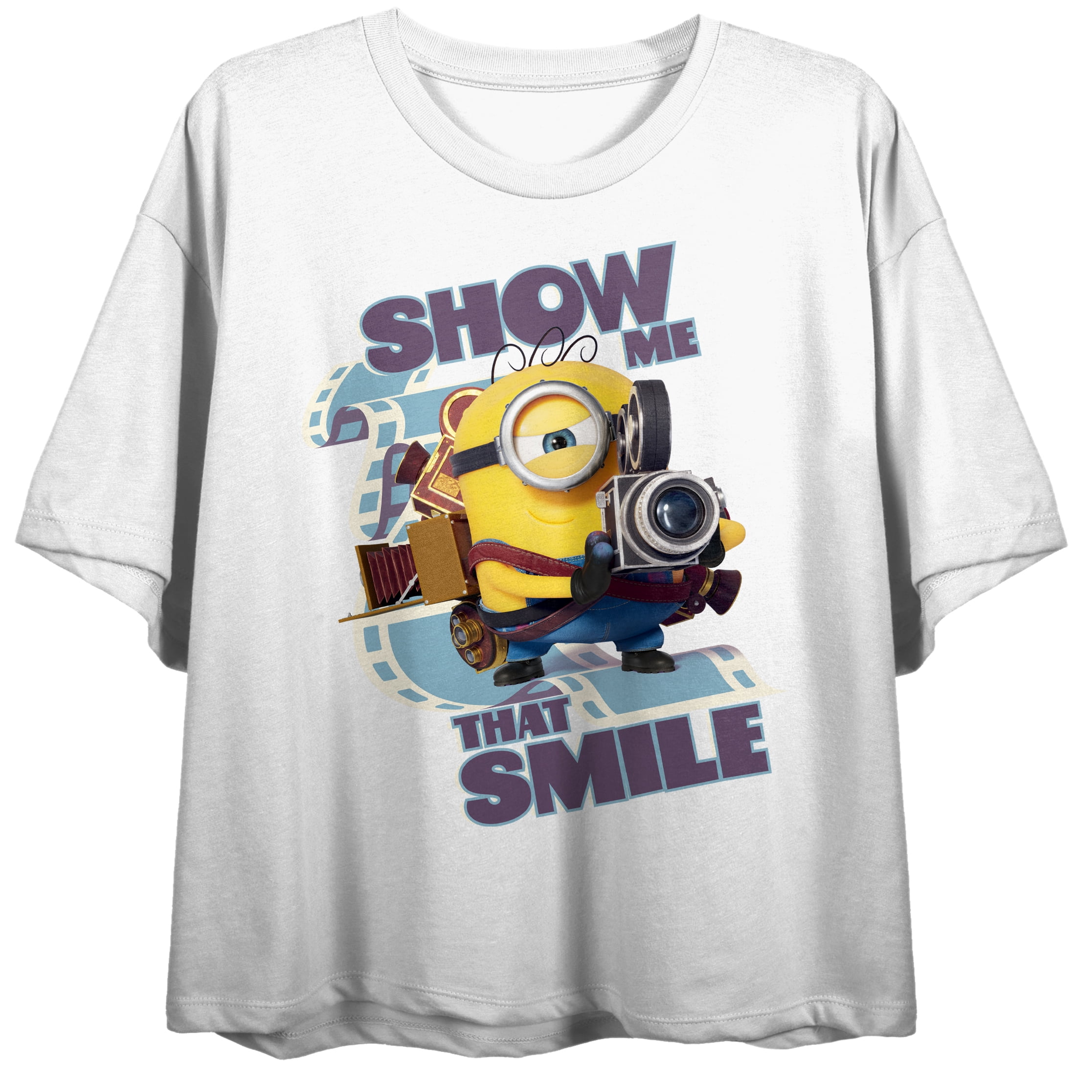 Minions 3 Show Me That Smile Women's Cropped Graphic Tee Juniors Short ...