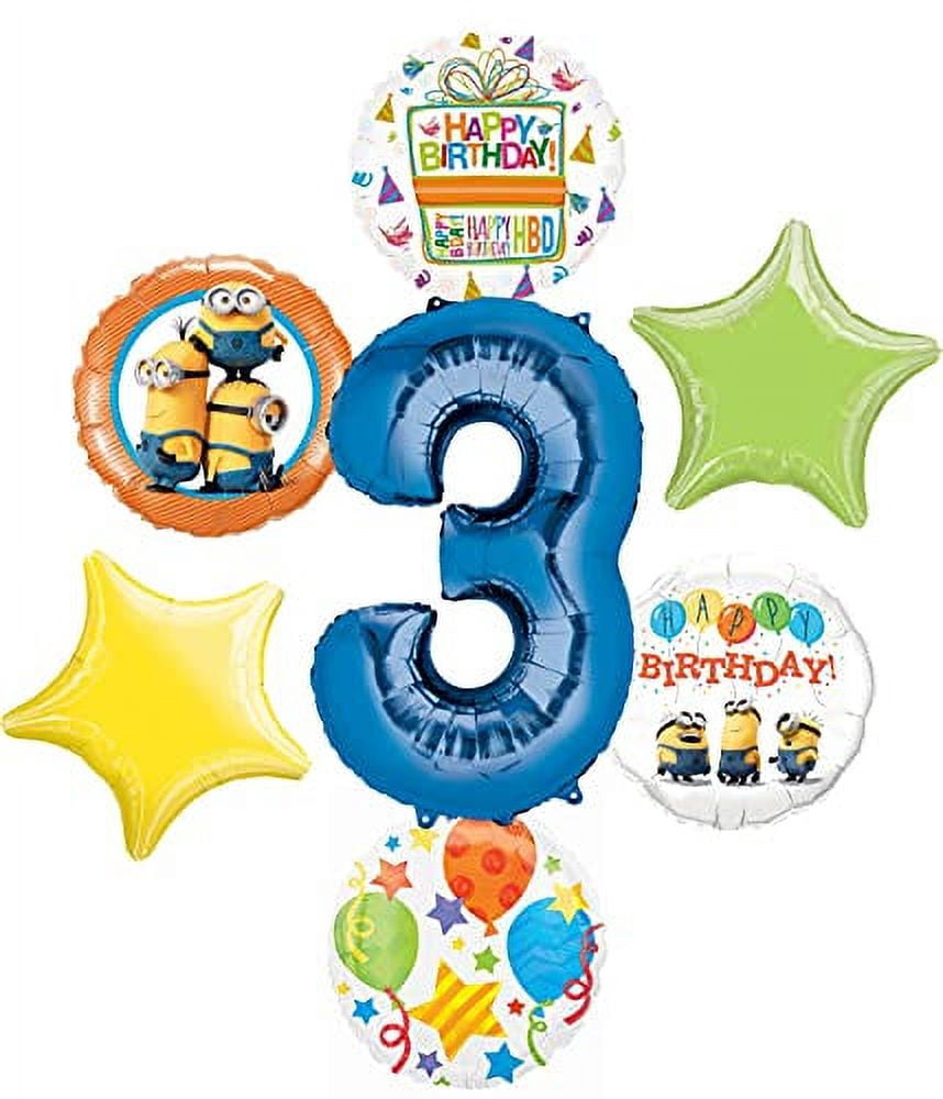 Minions 3rd Birthday Decorations Despicable Me Balloon Bouquet ...