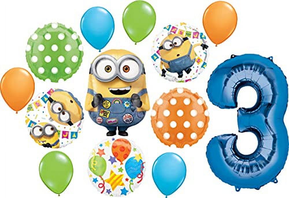 Minions 3rd Birthday Party Supplies Despicable Me Otto Balloon Bouquet ...