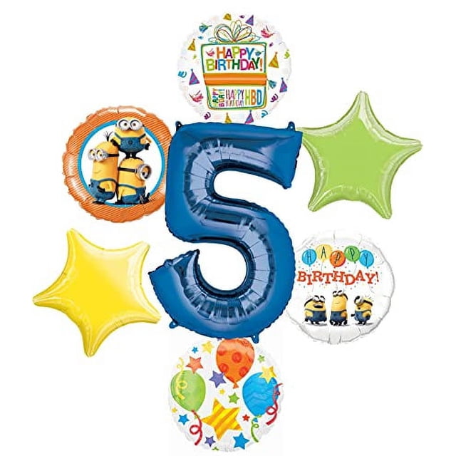 Minions 5th Birthday Decorations Despicable Me Balloon Bouquet ...