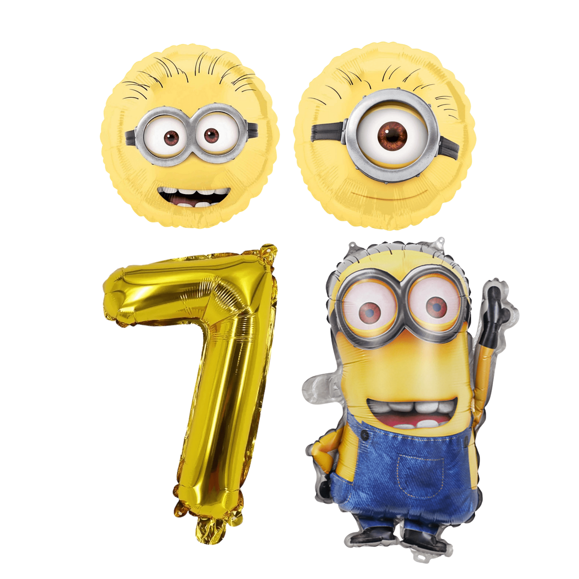Minions 7th Birthday Party Foil Balloon Set Gold Yellow Kids - Walmart.com