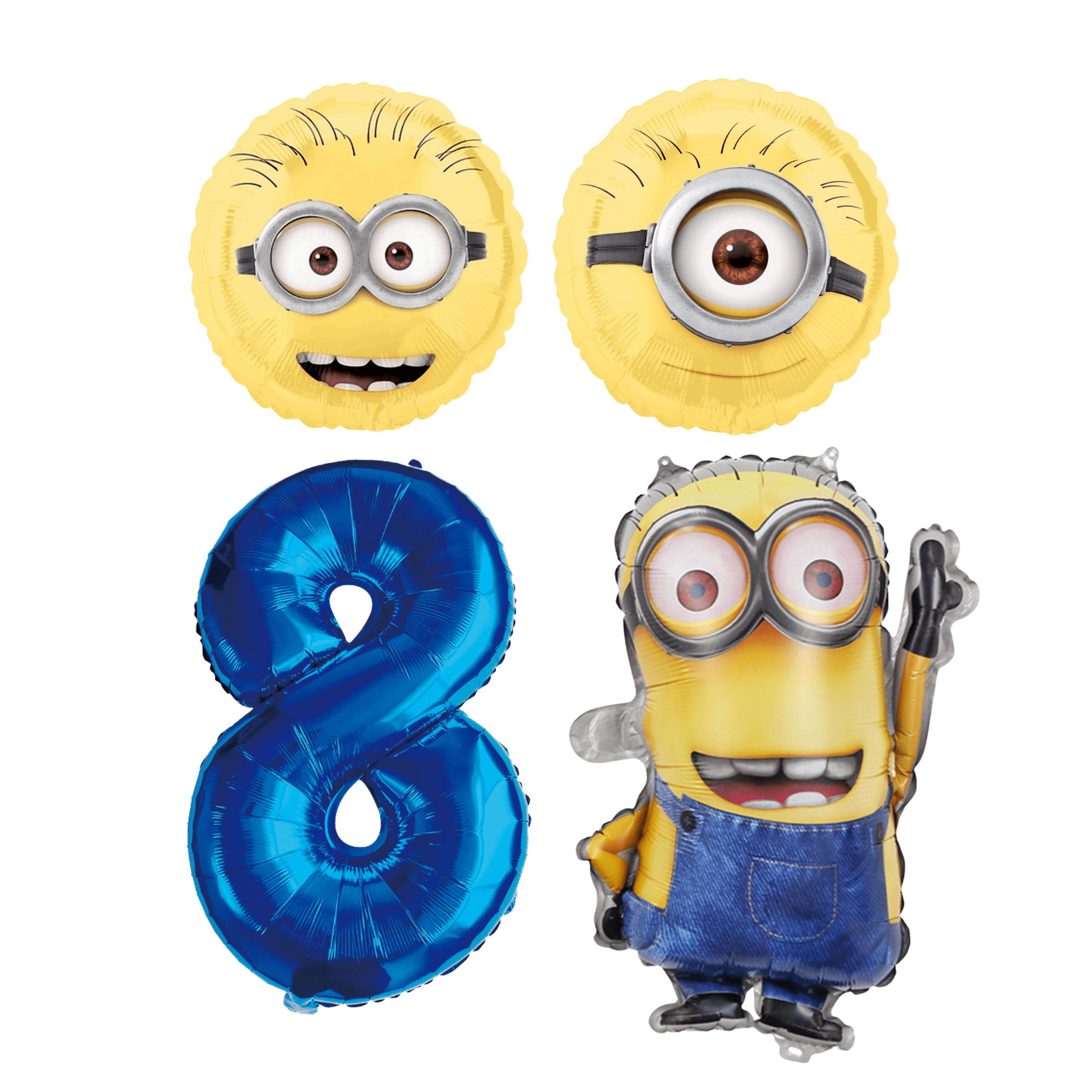 Minions Birthday Party Foil Balloon Set Number 8 Blue Yellow Kids ...